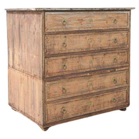 Antique White Polychrome Wooden Chest Of Drawers With Drawers For Sale