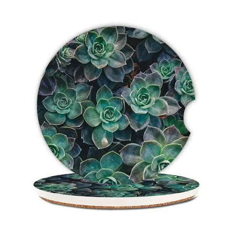 Succulent Floral Plant Flower Car Coasters Ceramic Absorbent Temu