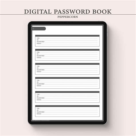 Hyperlinked Cozy Password Book Template With 8 Sections Vertical