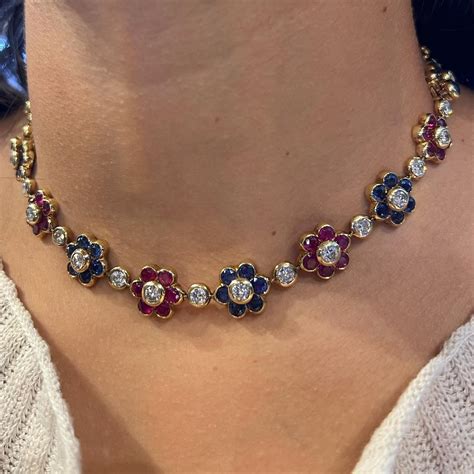 Van Cleef And Arpels Sapphire Ruby And Diamond Convertible Necklace For Sale At 1stdibs Van
