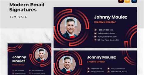 Шаблон подписи электронной почты Наборы Ux и Ui Включая эл адрес и шаблон Envato