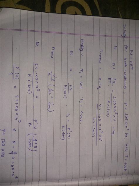 Two Closed Vessels Of Equal Volume Contain Air 105 Kpa 300 K And Are