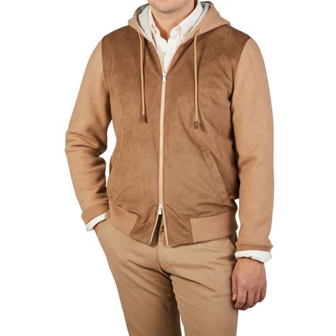 Gran Sasso Camel Wool Alcantara Front Padded Jacket Baltzar