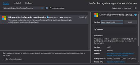 core unexpected downgrade nuget package manager doesn t show