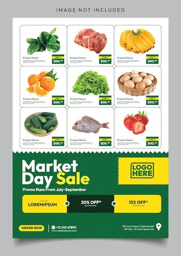 Premium Vector Informative Flyer Template Design For Grocery Store