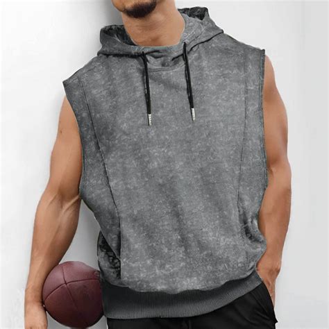 Haoxianjian Mens Sleeveless Hoodie Workout Gym Sweatshirt Muscle Fits