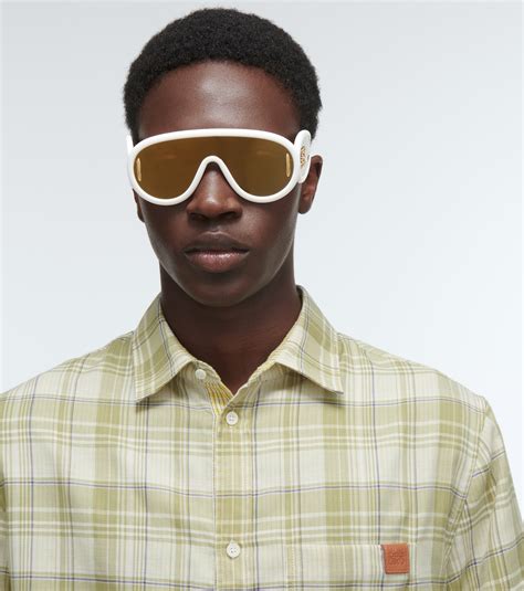 Paulas Ibiza Wave Mask Sunglasses In White Loewe Mytheresa