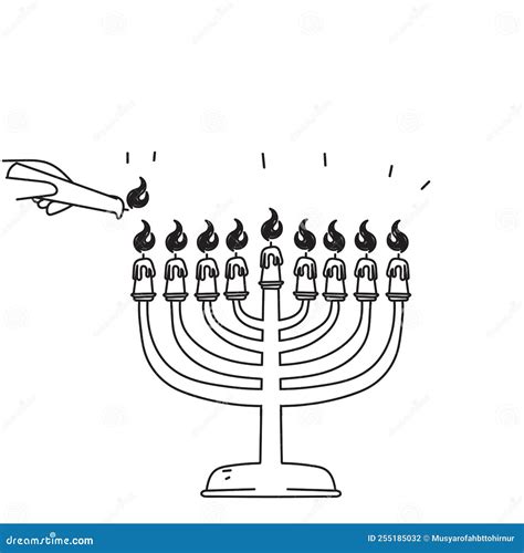 Hand Drawn Doodle Happy Hanukkah Illustration Vector Isolated Stock
