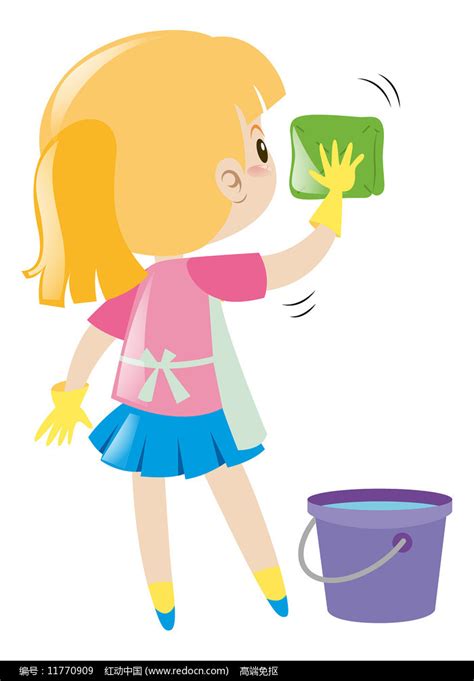 卡通正在擦玻璃的女人图片下载红动中国