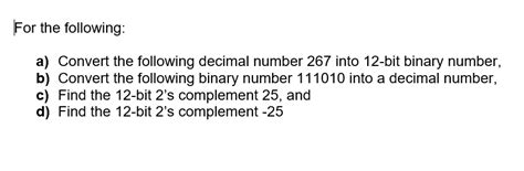 solved for the following a convert the following decimal