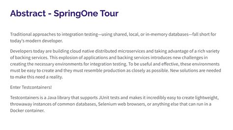 Level Up Your Integration Testing With Testcontainers Ppt