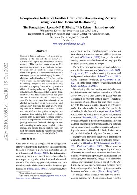 Pdf Incorporating Relevance Feedback For Information Seeking