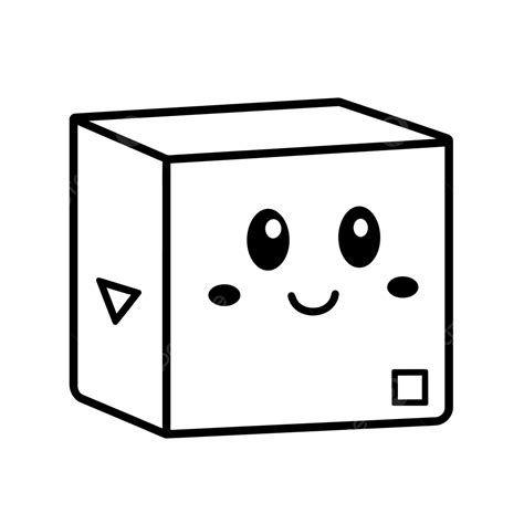 Cute Image Of A Smiling Cube Illustration Outline Sketch Drawing Vector