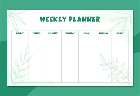 주간 플래너 손으로 그린 템플릿 벡터 프리미엄 벡터