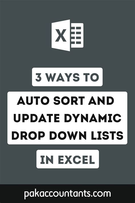 Advanced Excel 3 Ways To Auto Sort And Update Dynamic Drop Down Lists Excel Excel Tutorials