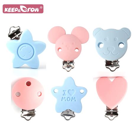 3pcs 아기 Pacifer 클립 실리콘 Teether 만화 심장 스타 홀더 Soother 간호 젖꼭지 체인 클립 Personnalise 식품 학년 Aliexpress