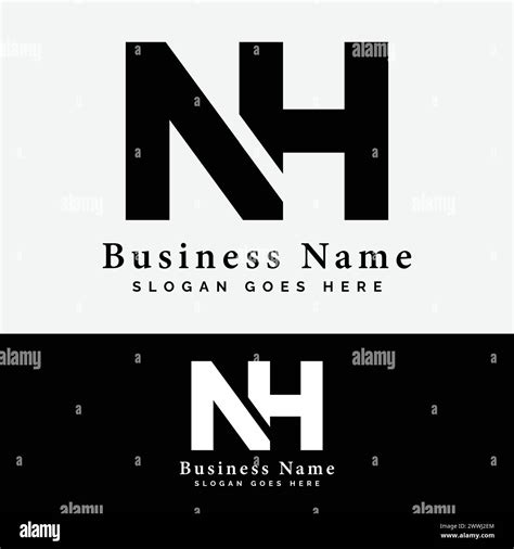 N H Nh Letter Logo Design Alphabet Nh Initial Logo Vector