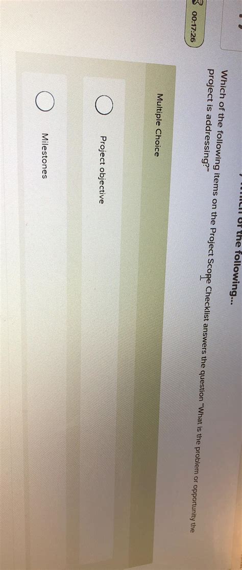 Solved Which Of The Following Items On The Project Scope Chegg