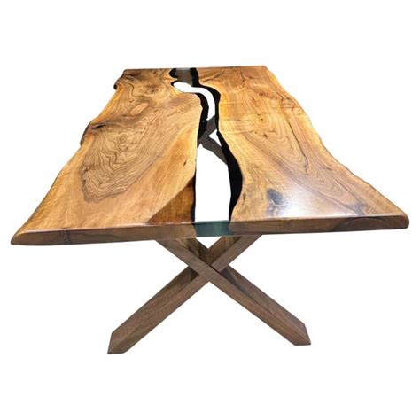 Smoky Epoxy Resin River Wood Dining Table Epoxy Resin Dining Table