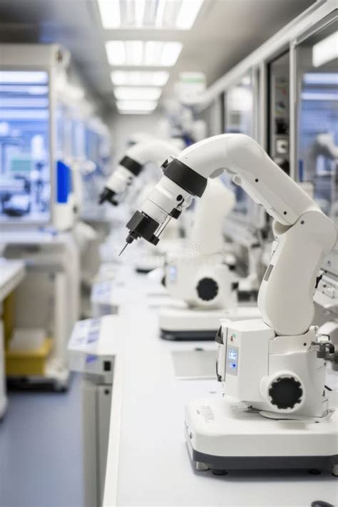 Robotic Arms In Modern Laboratory For Advanced Scientific Research Stock Image Image Of