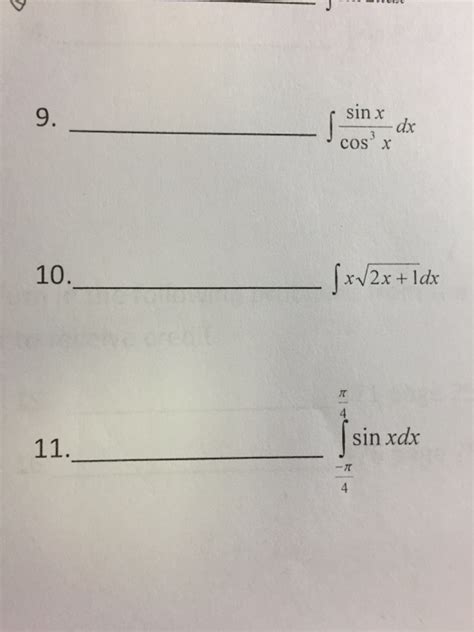 Solved Integral Sinx Cos 3xdx Integral Xsquareroot 2x 1dx
