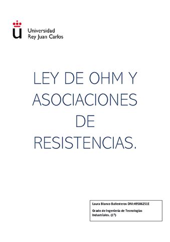 MEMORIA LEY DE OHM Y ASOCIACIONES DE RESISTENCIAS Pdf