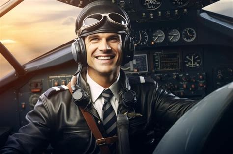 Premium Photo Portrait Of A Bearded Pilot In Uniform On The