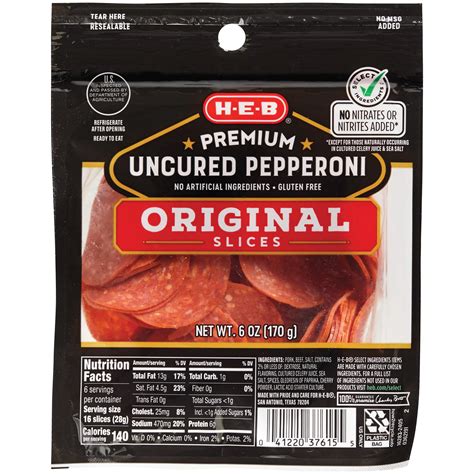 H E B Premium Uncured Pepperoni Slices Original Shop Meat At H E B