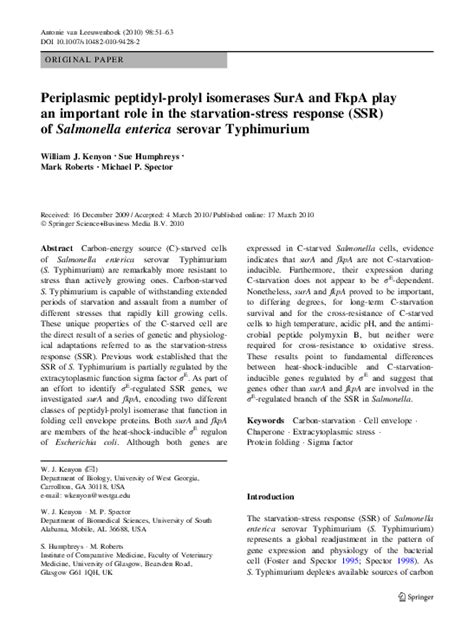 Pdf Periplasmic Peptidyl Prolyl Isomerases Sura And Fkpa Play An