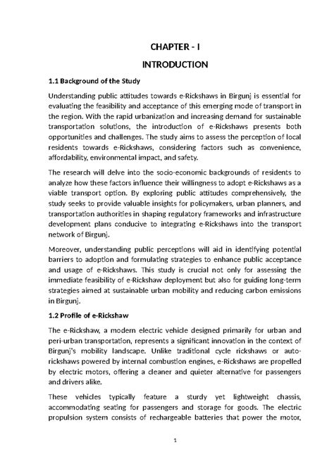 Public Attitutes Towards E Riksha Chapter I Introduction 1