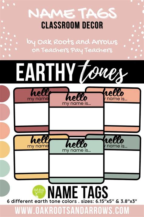 EDITABLE Earthy Tones Hello My Name Is Classroom Name Tags Set 1 Classroom Name Tags Upper