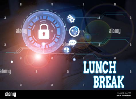 Conceptual Hand Writing Showing Lunch Break Concept Meaning Time When A Demonstrating Stops