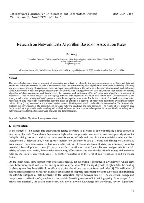 Pdf Research On Network Data Algorithm Based On Association Rules