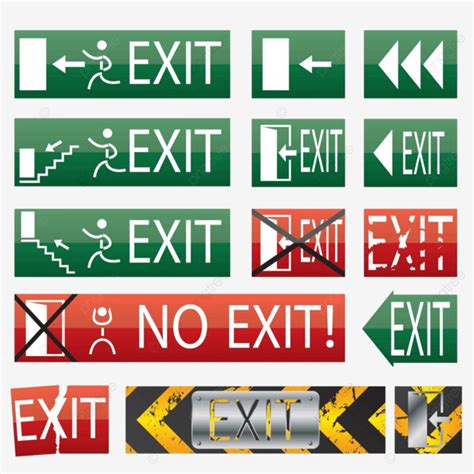 Various Exit Signs Caution Urgency Danger Vector Caution Urgency Danger PNG And Vector With