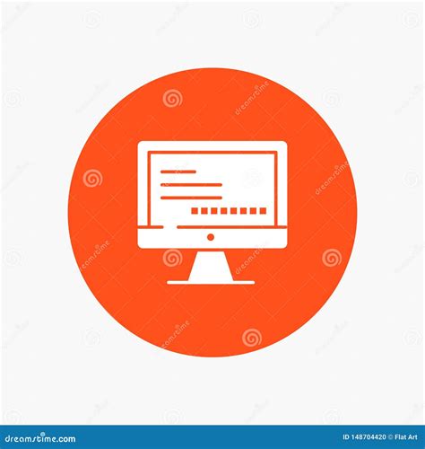 Computer Monitor Text Education White Glyph Icon Stock Vector