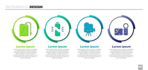 충전 케이블 깨진 배터리 복고풍 시네마 카메라 와 시네마 카메라와 파워 뱅크를 설정합니다 비즈니스 인포그래픽 템플릿입니다 벡터 가정용 캠코더에 대한 스톡 벡터 아트 및 기타