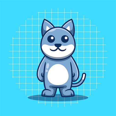 かわいい猫のマスコット ベクトル イラスト フラットな漫画のスタイル Premiumベクトル素材