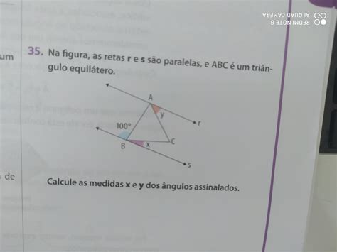 Na figura as retas r e s são paralelas e ABC é um triângulo