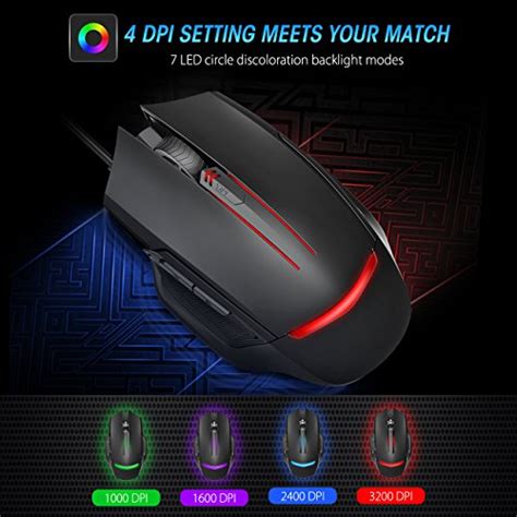 Pictek Gaming Mouse Wired 3200 Dpi 6 Programmable Buttons Driver Disk Included Optical