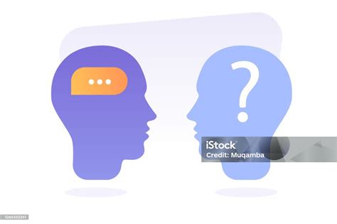 음성 버블과 물음표가 있는 휴먼 헤드 실루엣 자기 질문 인지 심리학 또는 정신과 도움과 조언 정신 건강 현대 고립 된 플랫 벡터