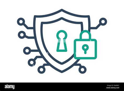 Cyber Security Icon Shield With Padlock Icon Related To Information Technology Line Icon