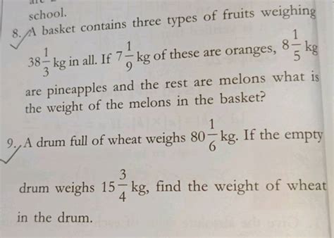 A Basket Contains Three Types Of Fruits Weighingschool 3831 Kg In All