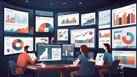 Premium Vector A Group Of People Sit At A Table With A Chart Showing