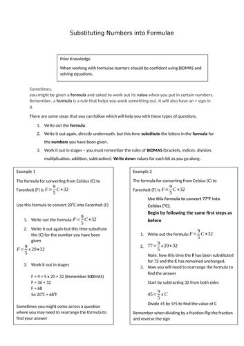 Substitution Into Formula Made Easy Full Lesson For Functional Skills