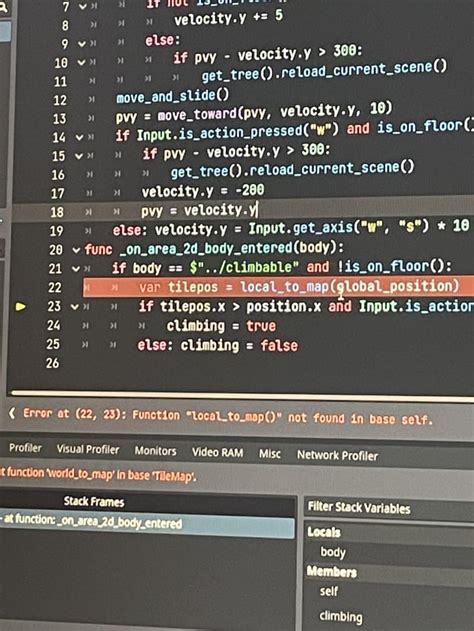 function “local to map ” not found in base self r godot