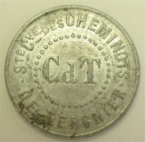 RARE ANCIEN JETON alu 5 centimes société coopérative des cheminots de