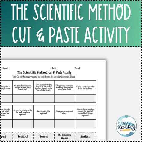 The Scientific Method Cut And Paste Activity By Surviving In Secondary