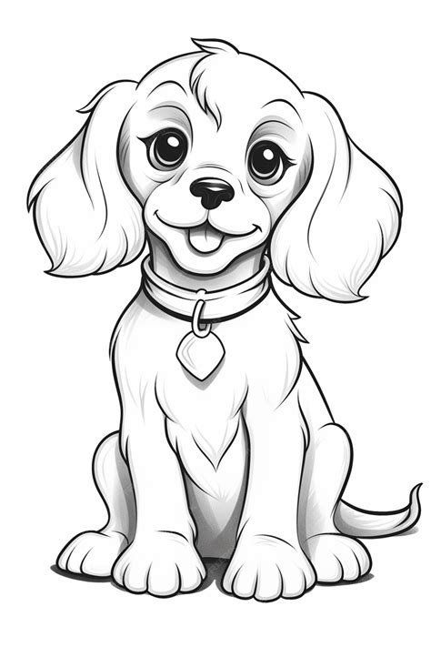 Dibujo Simple Para Colorear De Un Perro Cocker Spaniel En Blanco Y Negro Foto Premium