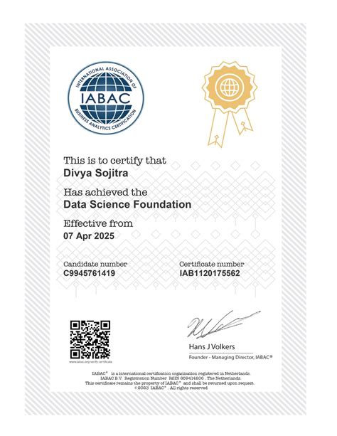 Iabac Datascience Machinelearning Ai Dataanalytics Certification Divya Sojitra 14
