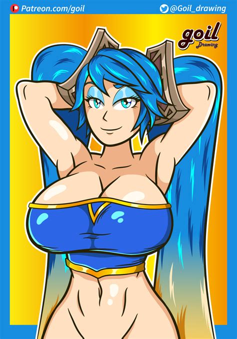 Rule 34 Big Breasts Blue Eyes Blue Hair Breasts Female Goil Drawing League Of Legends Sona